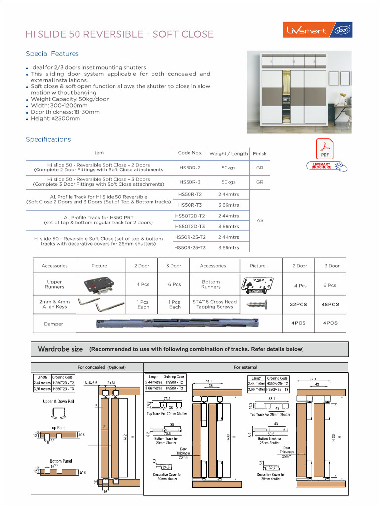 Hi Slide 50 Reversible Soft Close | PDF