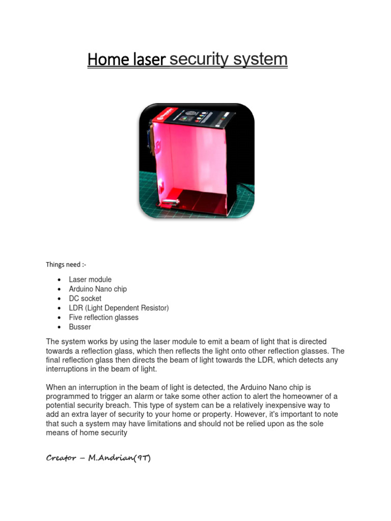 Home Laser Security System | PDF Home Laser Security System | PDF