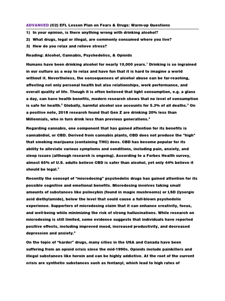 Drugs Alcohol Opioids Advanced Lesson 072023 | PDF | Cannabis (Drug ...