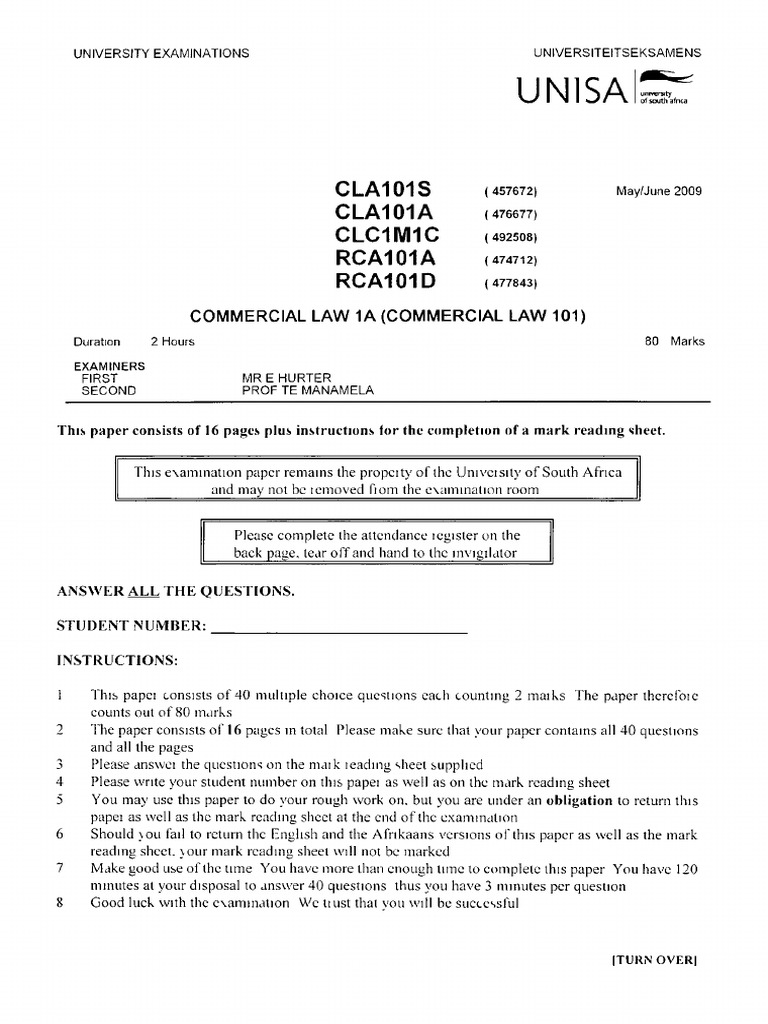 CLA1503-Exam Paper May June 2009 | PDF