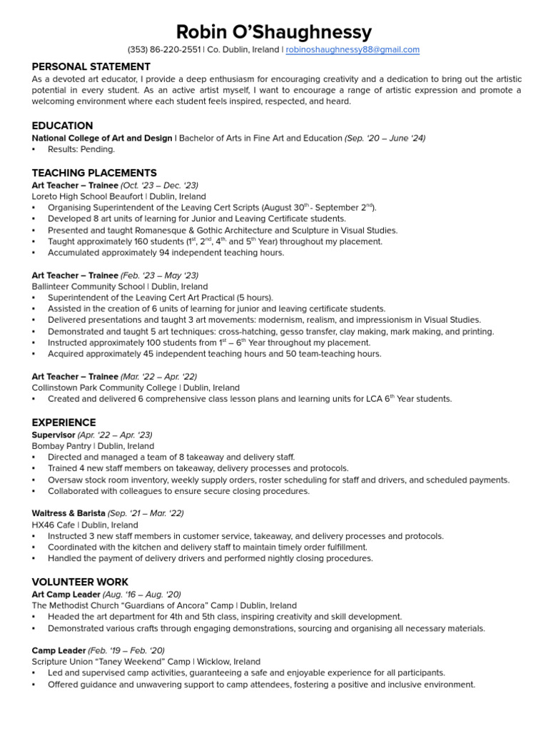Robin Oshaughnessy Ba4 cv-2023 | PDF