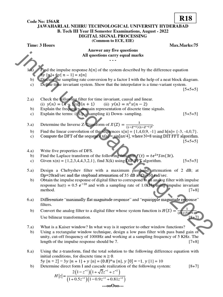 DSP August 2022 | PDF | Digital Signal Processing | Computer Science