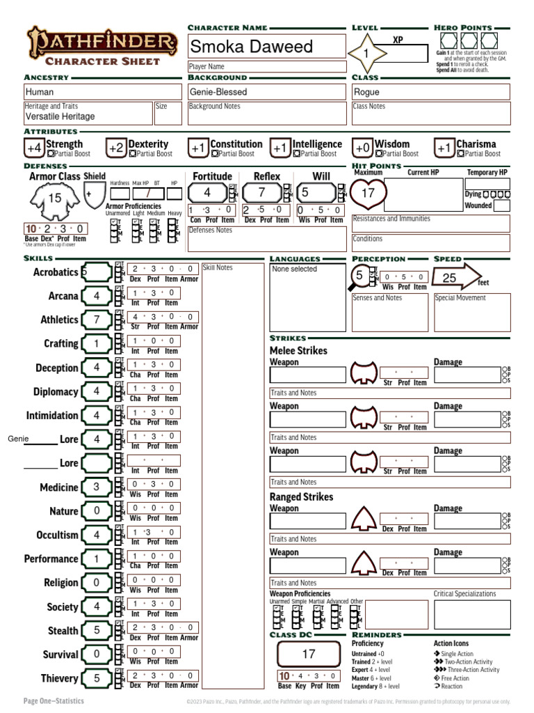 Level 2 Rogue Character Sheet | PDF | D20 System | Role Playing Games