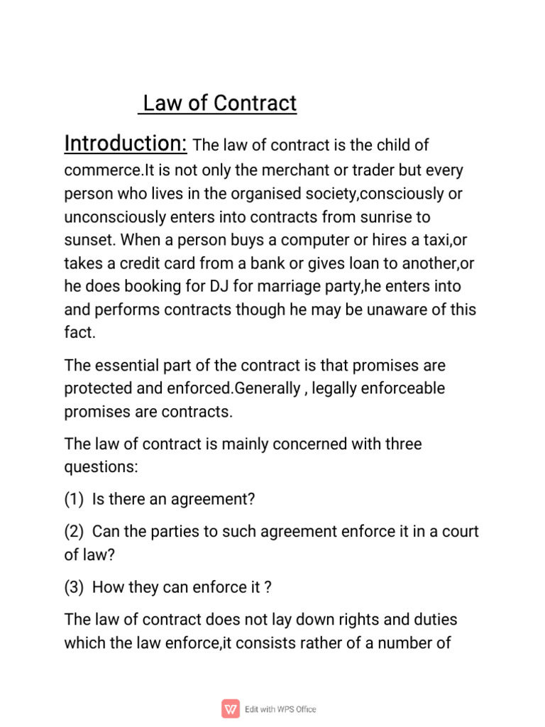 Law of Contract | PDF