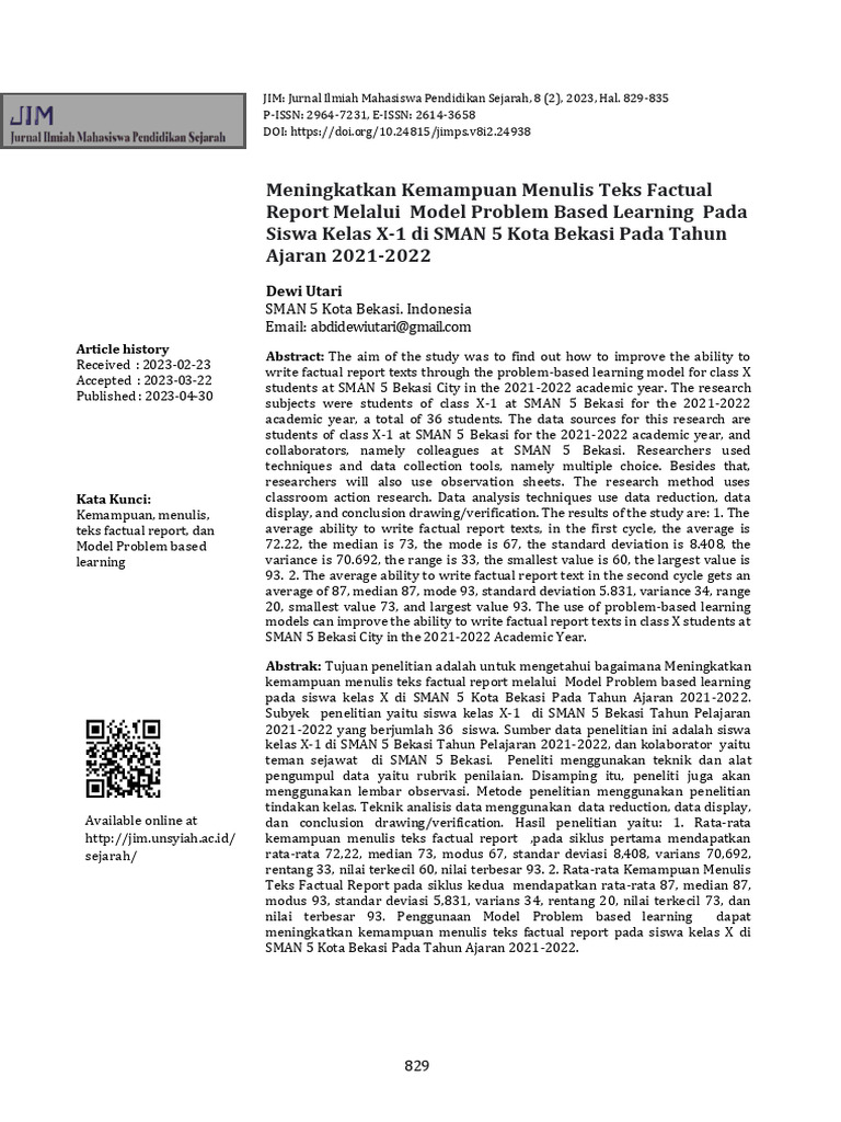 Artikel Jurnal Report PBL | PDF