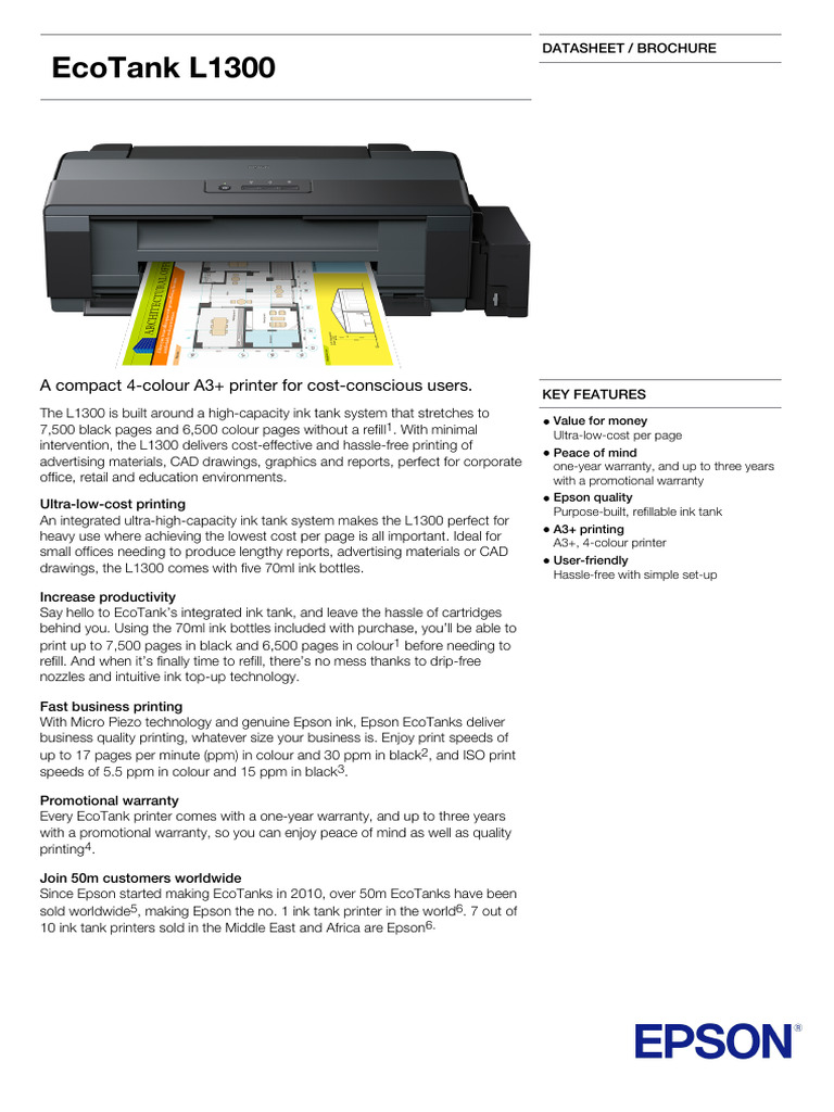 Ecotank l1300 Datasheet | PDF