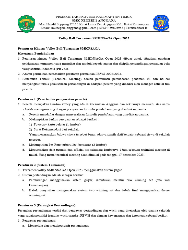 Petunjuk Teknis Turnamen Volley Ball Pdf