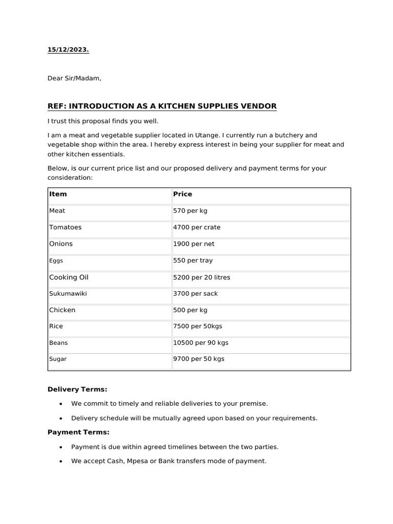 Vendor Letter | PDF