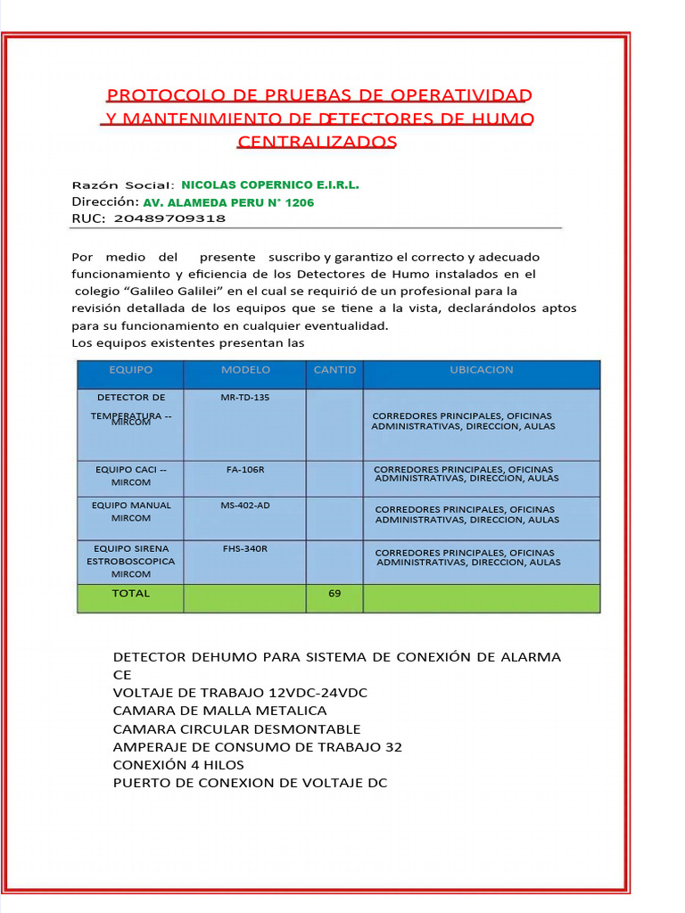 Protocolo de Pruebas de Operatividad y Mantenimiento Del Sistema | PDF | Tecnología