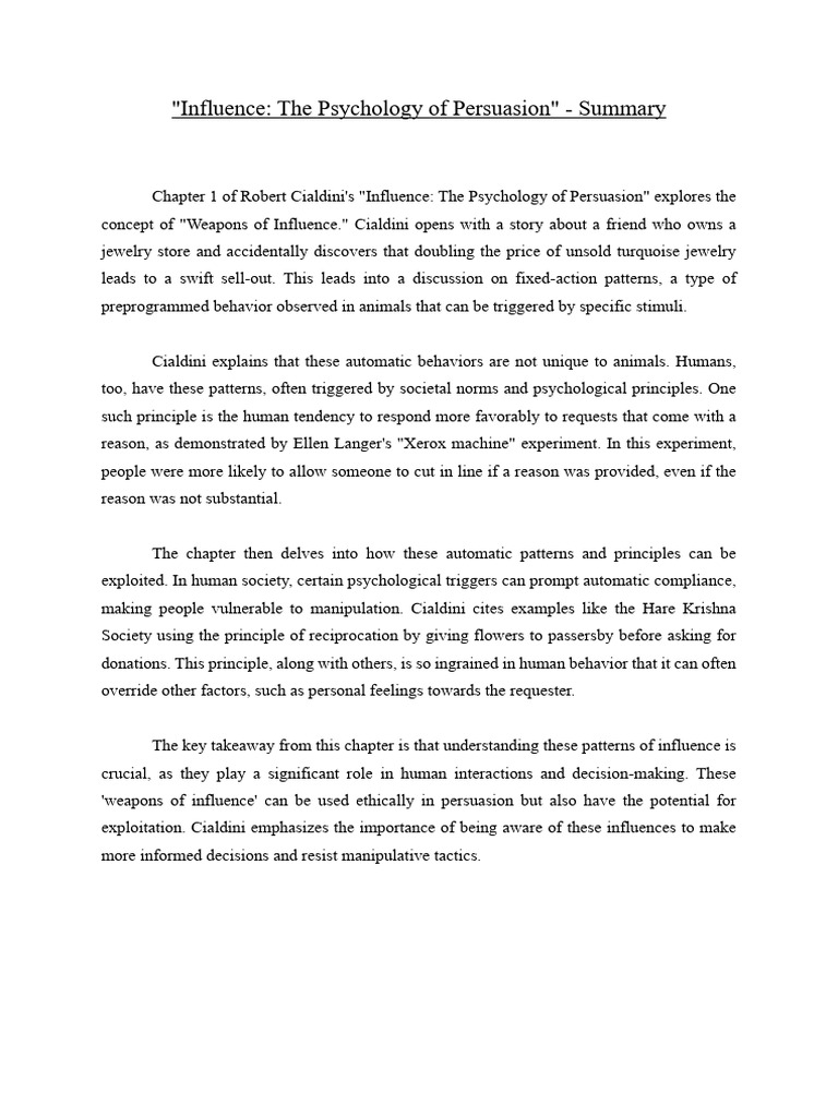 The Psychology of Persuasion - Summary | PDF | Career & Growth | Science & Mathematics