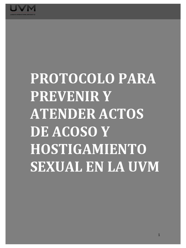 Protocolo para La Atencion de Casos de Acoso Sexual en UVM VF | PDF