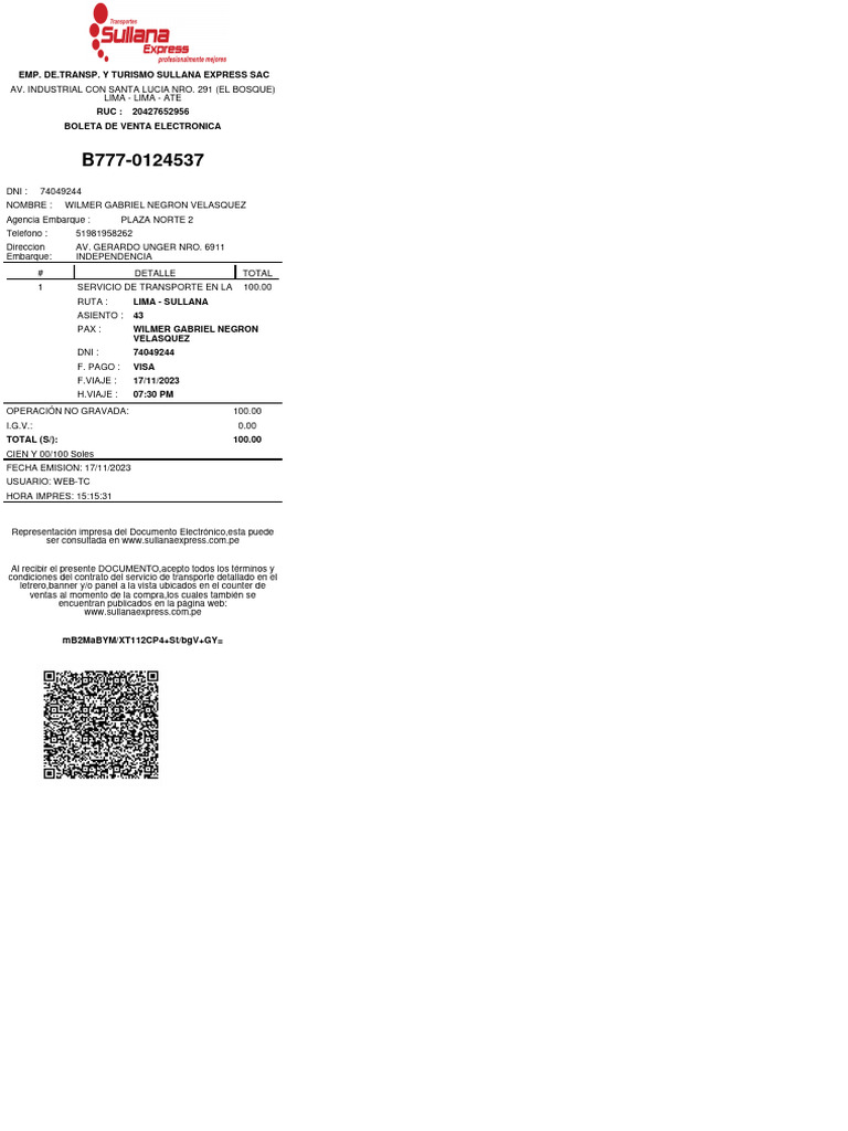 Boleto de Viaje | PDF