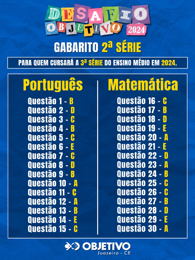 Gabarito 2a Serie 2024 | PDF Gabarito 2a Serie 2024 | PDF