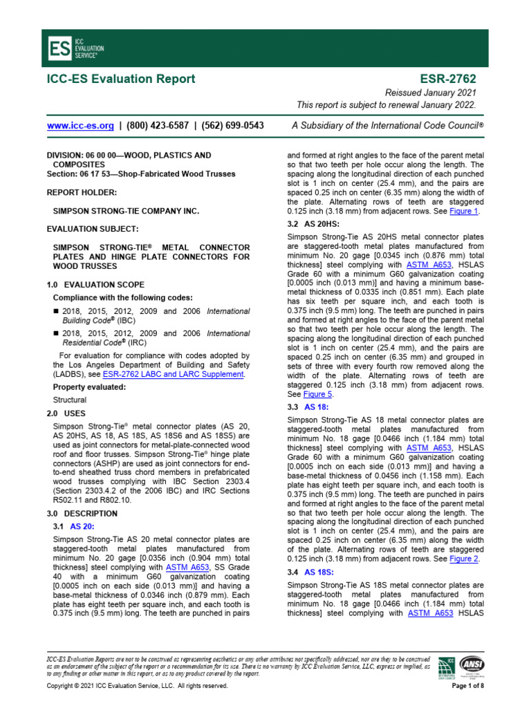 Icces Esr2762 | PDF | Truss | Lumber