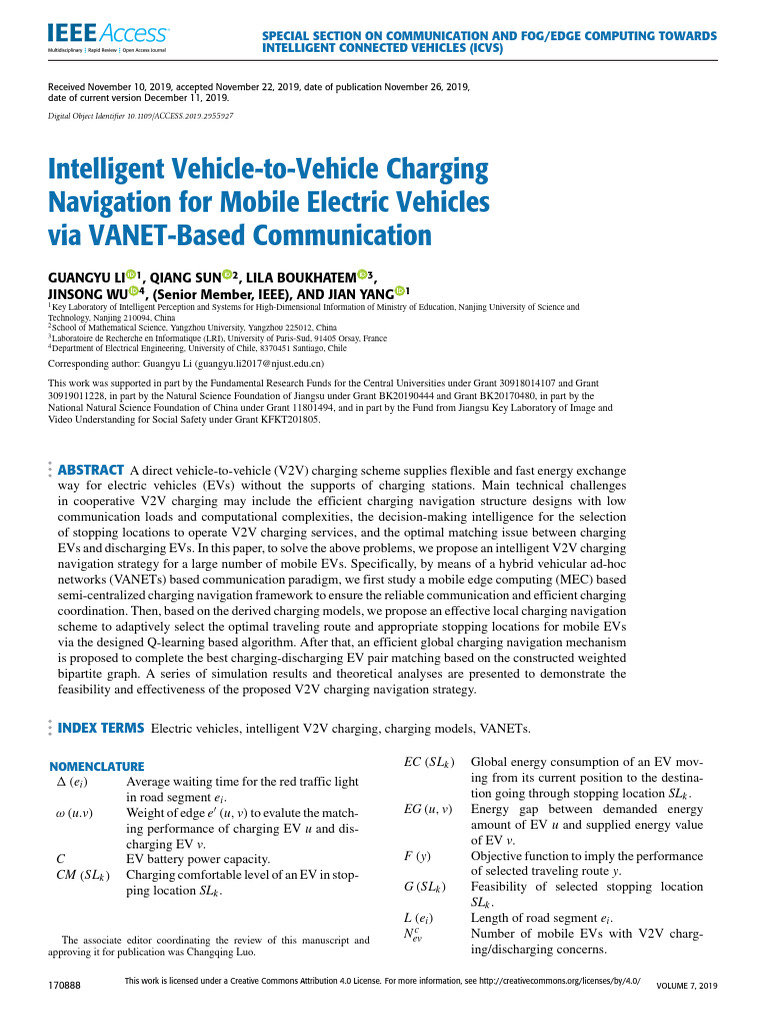 Intelligent Vehicle-to-Vehicle Charging Navigation For Mobile Electric ...