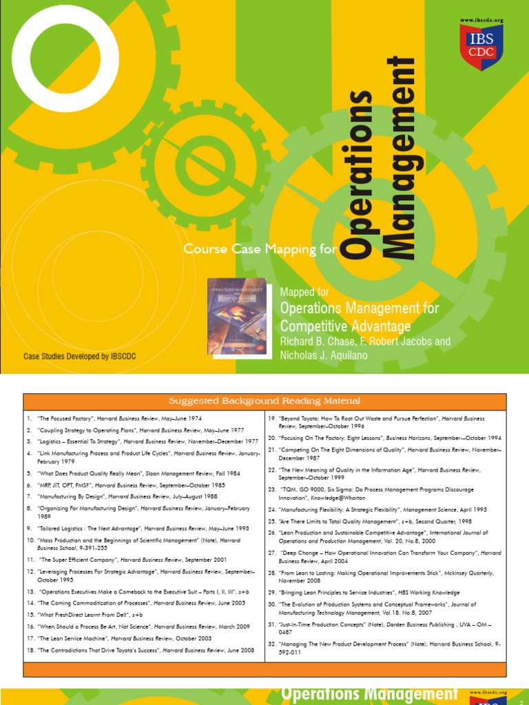 Operations Management Course Case Mapping | PDF | Lean Manufacturing | Operations Management