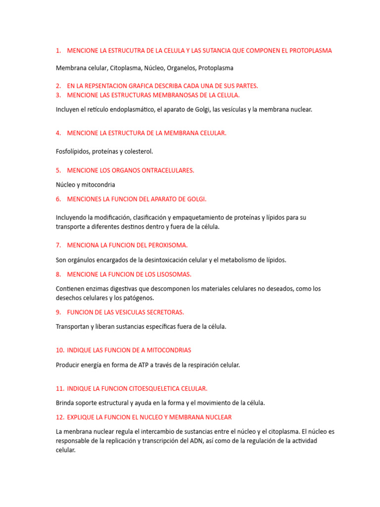 Generalidades de Celula | PDF | Biología Celular) | Citoplasma