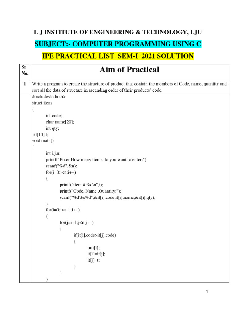 C Ipe Practicals Solution | PDF | String (Computer Science) | Computer ...