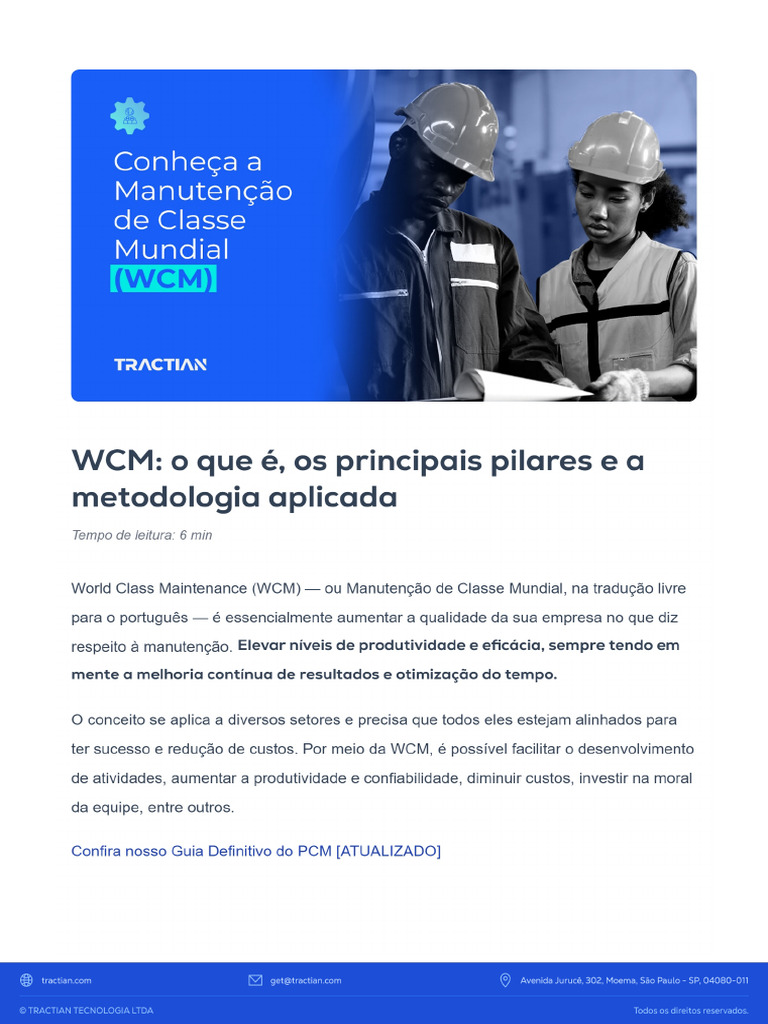 WCM_ o Que é, Os Principais Pilares e a Metodologia Aplicada | PDF