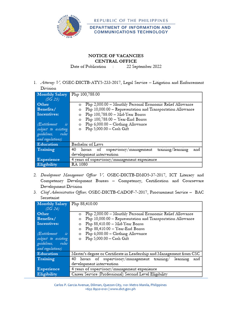 Notice of Vacancies 22 September 2022 | PDF