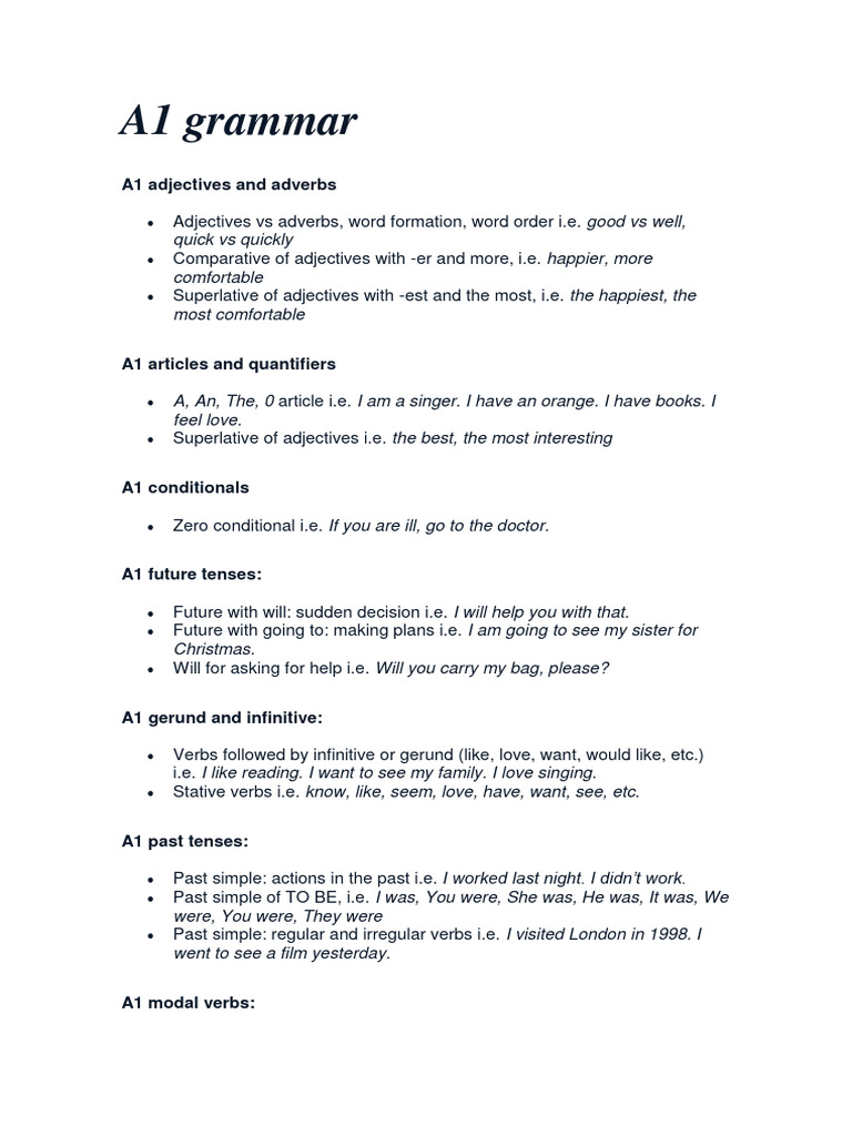#English Grammar Points by Level | PDF | Verb | Adjective