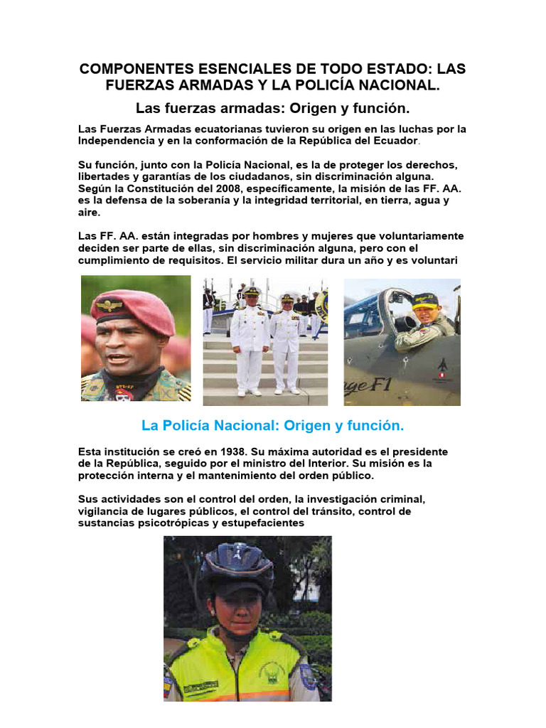 Funciones de las Fuerzas Armadas y Policía | PDF | Política | Ciencias ...