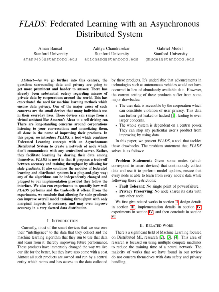 FLADS Federated Learning With An Asynchronous Distributed System | PDF