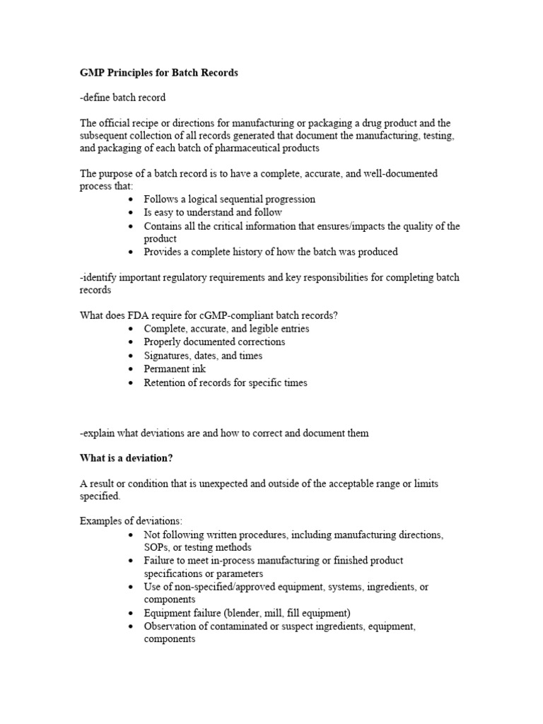 GMP Guidelines for Batch Records | PDF | Safety