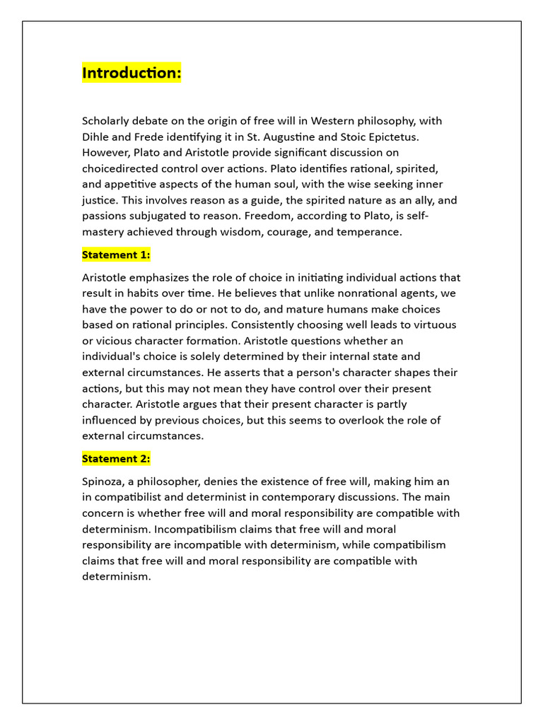 Philosophical Views on Free Will | PDF