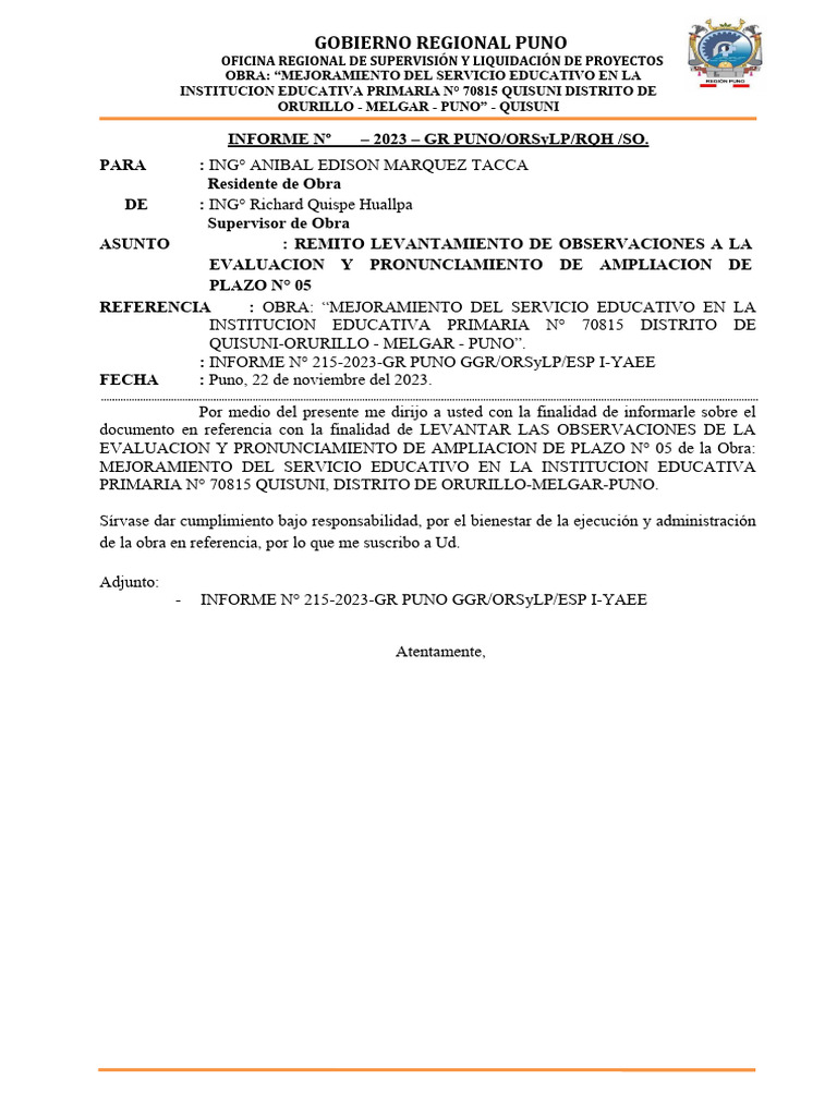 Informe Obser. para Residencia | PDF