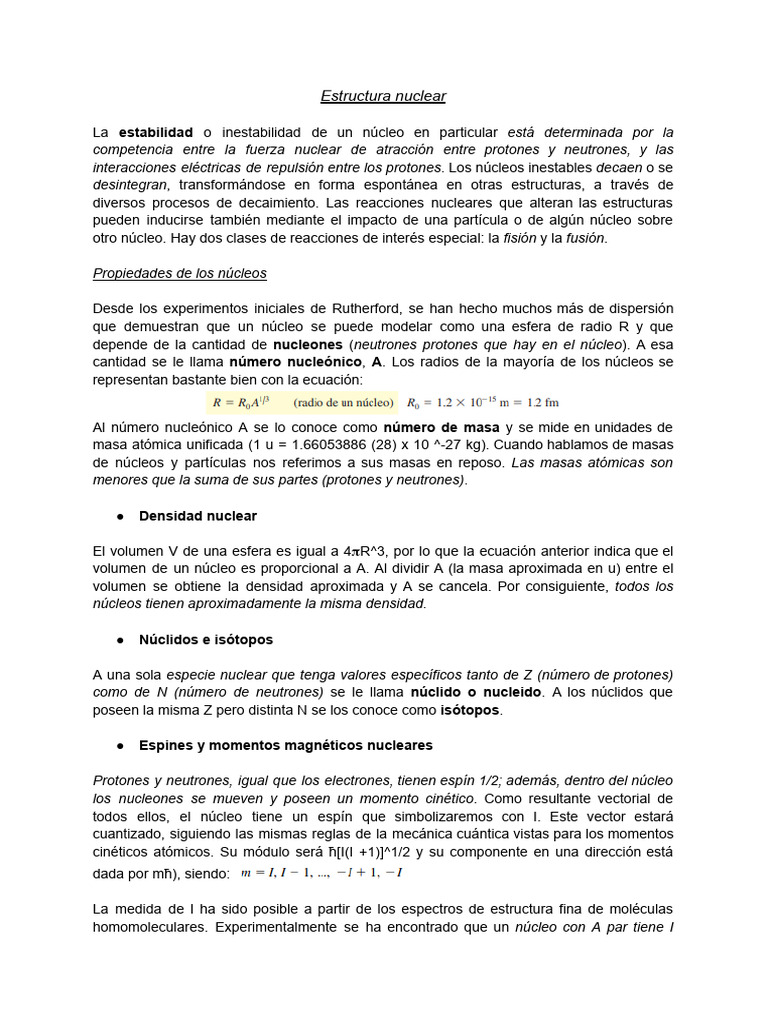 Estructura Nuclear - Física Moderna | PDF