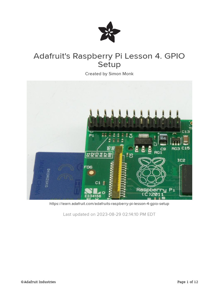 Adafruits Raspberry Pi Lesson 4 Gpio Setup Pdf Raspberry Pi Software 
