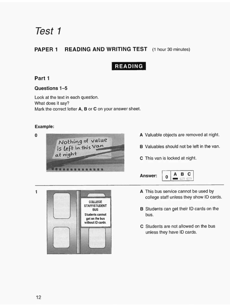 A2 Test 10 | PDF