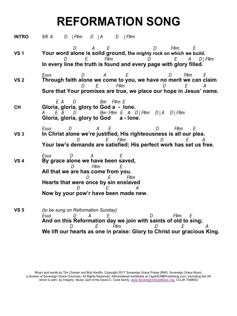 Reformation Song CHART | PDF