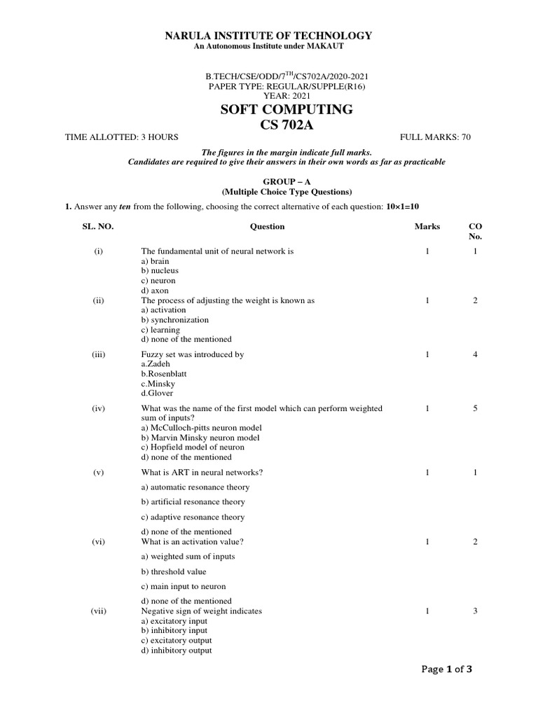 Soft COmputing Dsadsadasdsad | PDF | Artificial Neural Network | Fuzzy Logic
