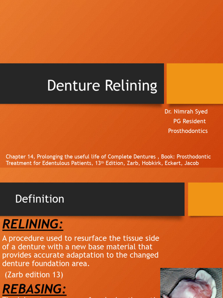 Denture Relining and Repairs | PDF | Dentures | Dentistry Branches