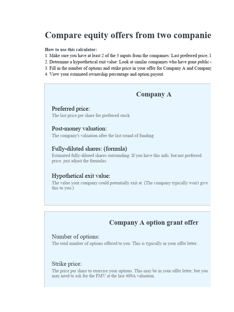 Comparing Equity Offers with Carta | PDF | Option (Finance) | Valuation ...