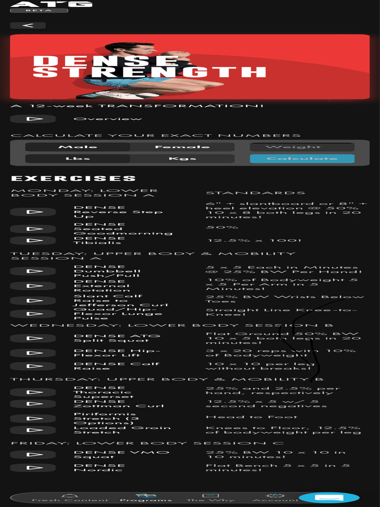Programs - Dense Strength ATG Members | PDF