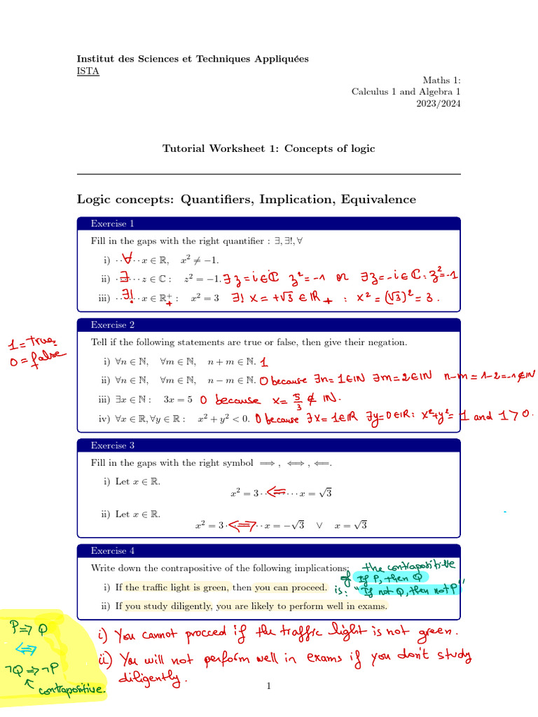 1 Worksheet Tutorial Logic and Proofs | PDF | Syntax (Logic) | Logical Consequence