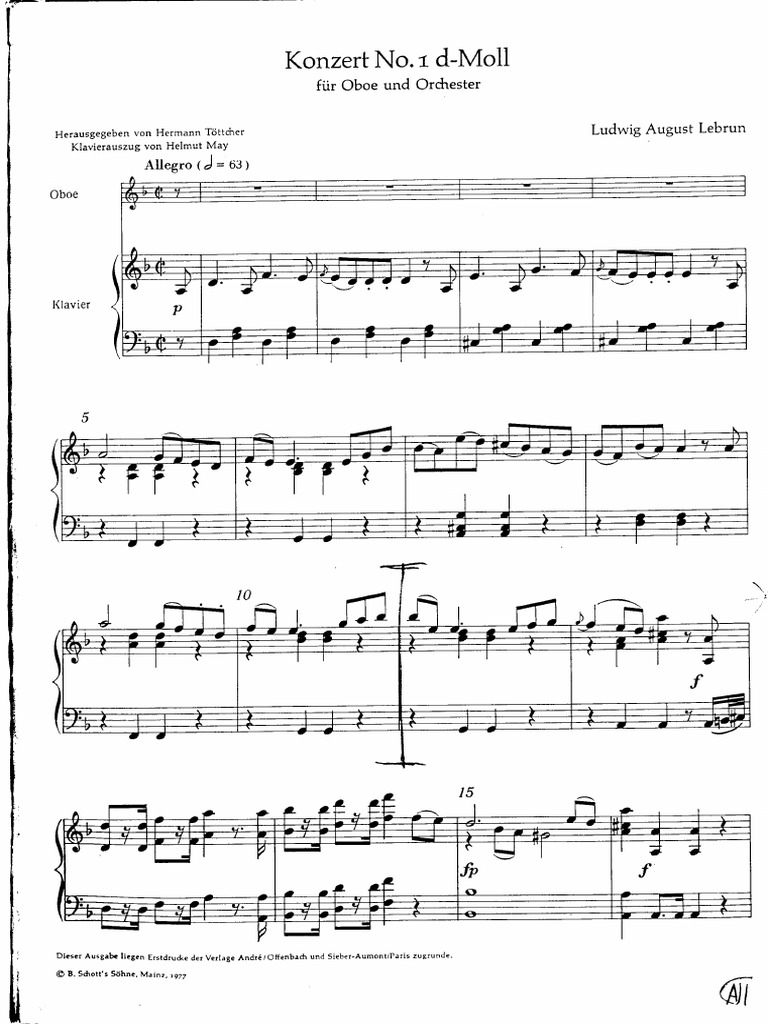 Oboe Concerto Lebrun - Parte Piano | PDF