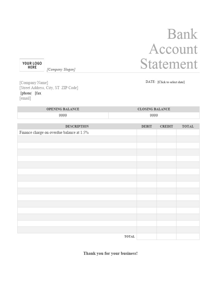 Bank Statement Template 01 | PDF