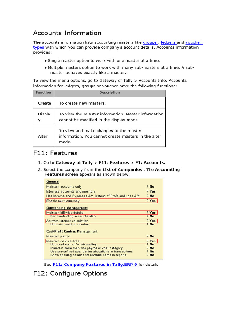 Accounts Information | PDF