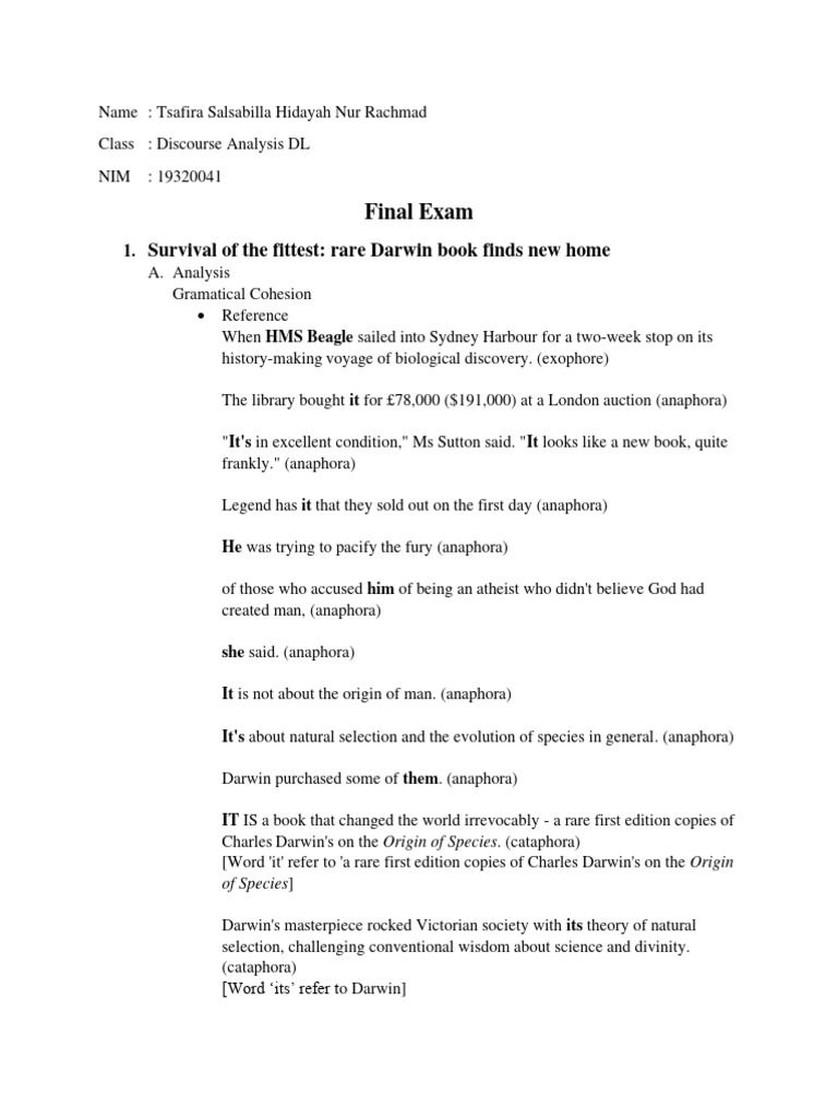 Final Exam Discourse Analysis DL by TsafiraS 19320041 | PDF | Charles ... Final Exam Discourse Analysis DL by TsafiraS 19320041 | PDF | Charles ...