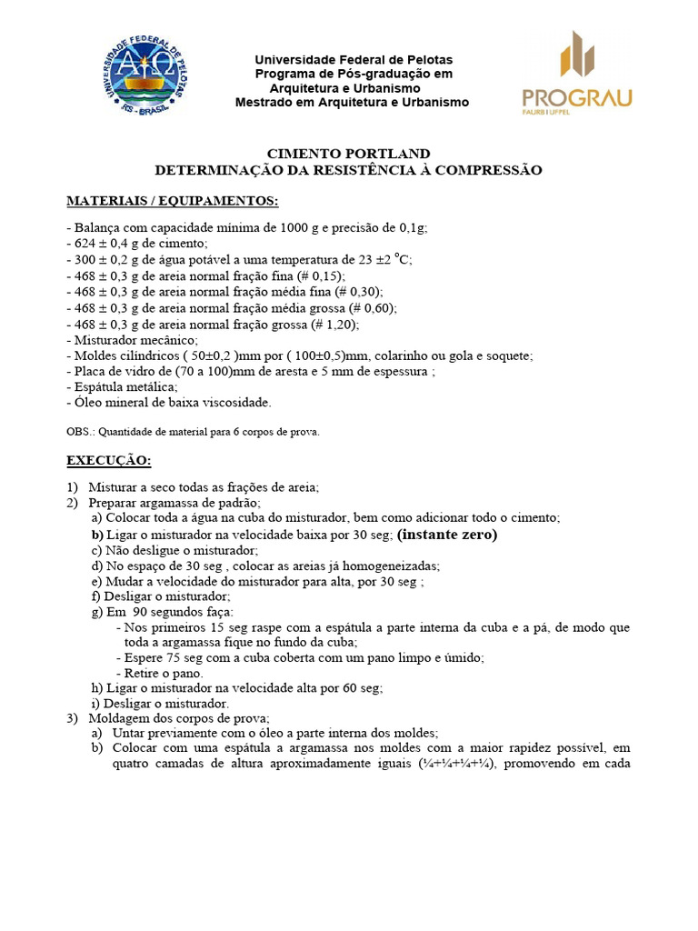 Resistência à Compressão Do Cimento Pdf