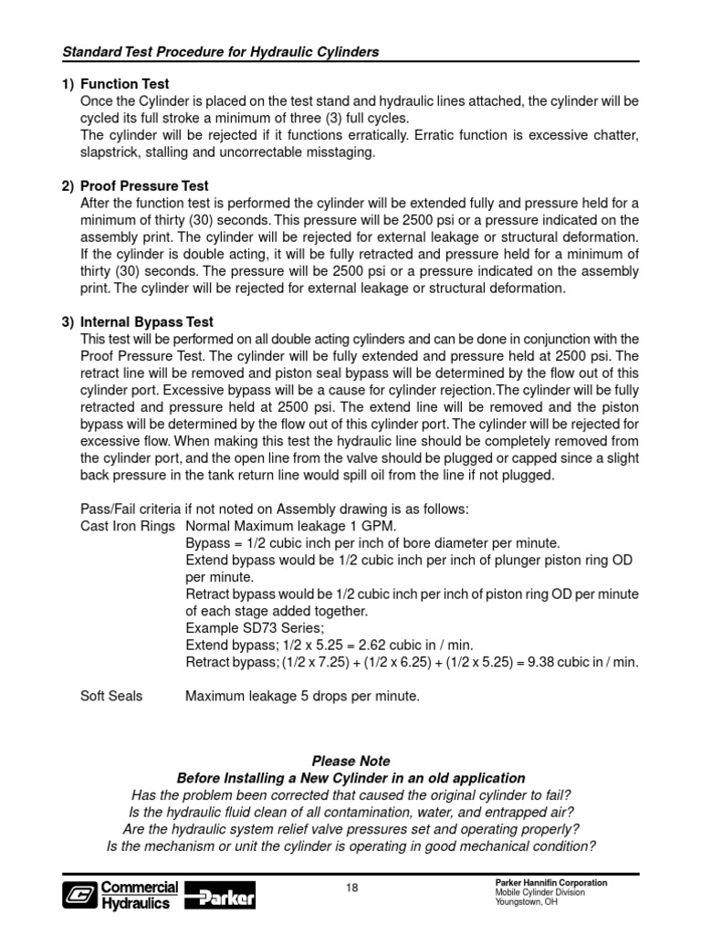 Parker - H.cylinder Test Procedure | PDF | Chemical Engineering | Gas ...