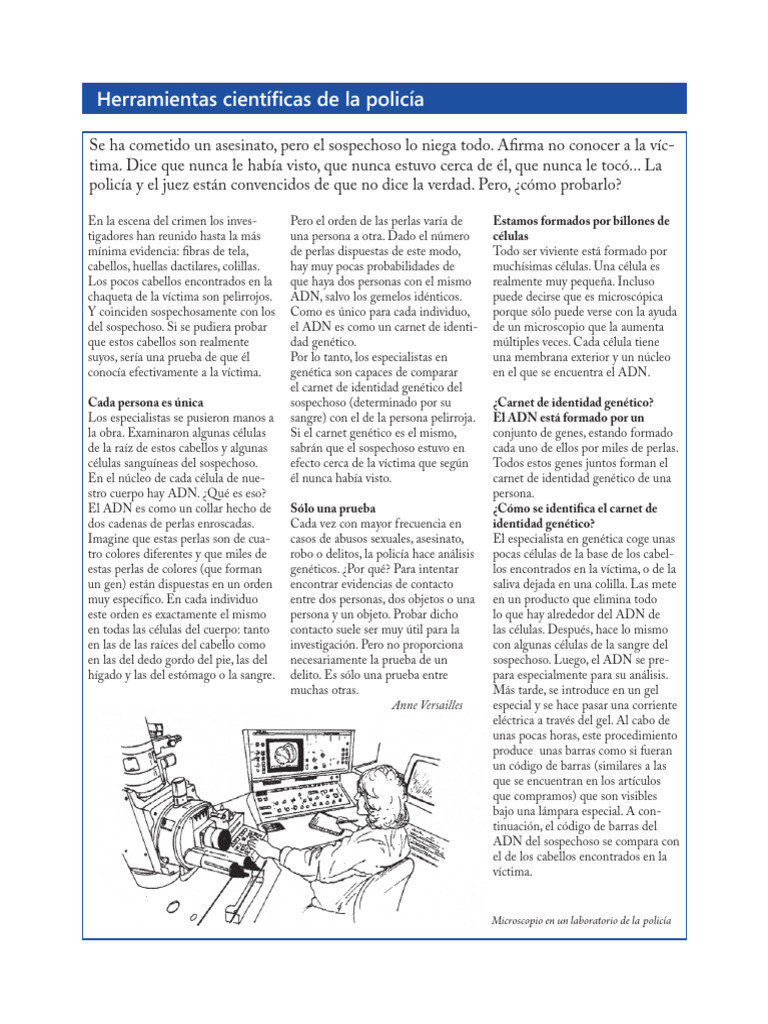 Herramientas científicas de la policía | PDF | Adn | Biología Celular)