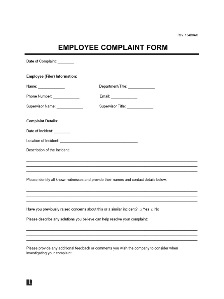 Employee Complaint Form | PDF