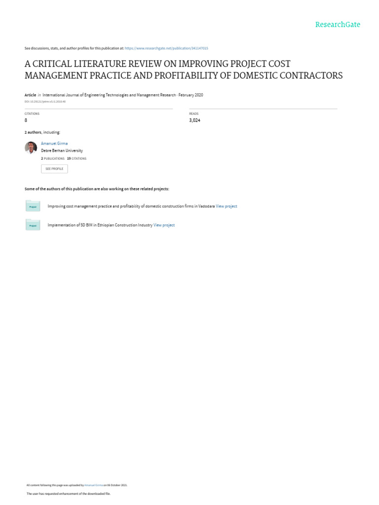 Dec - For Prob - Project Cost MGT Review | PDF | Cost Accounting ...