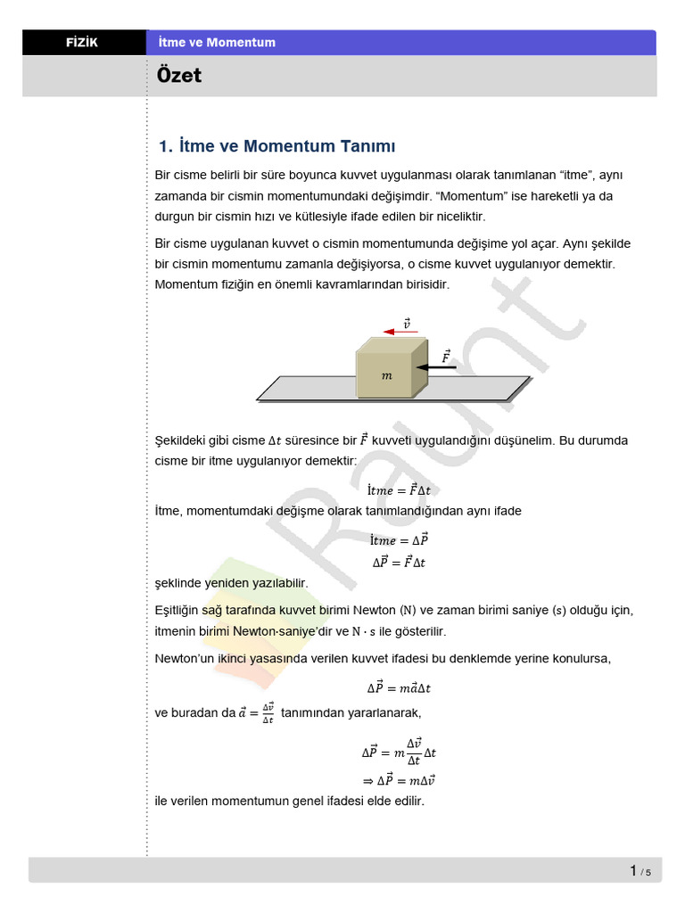 Itme Ve Momentum Ozet | PDF