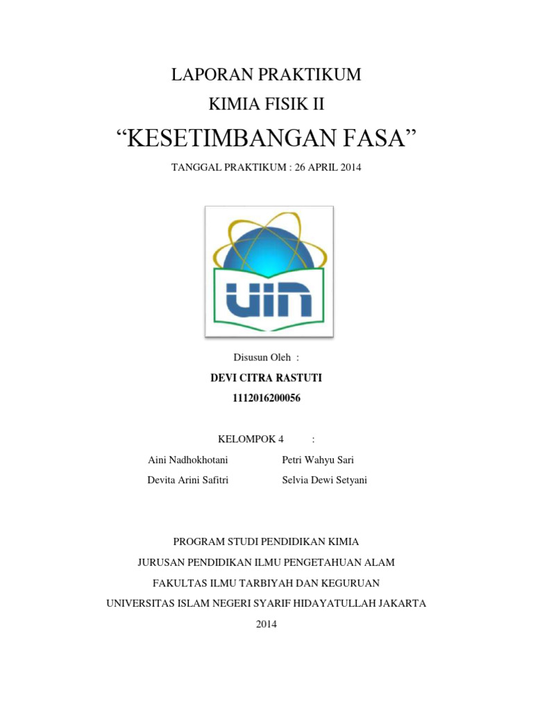 Laporan Praktikum Kimia Fisik Ii Kesetim | PDF